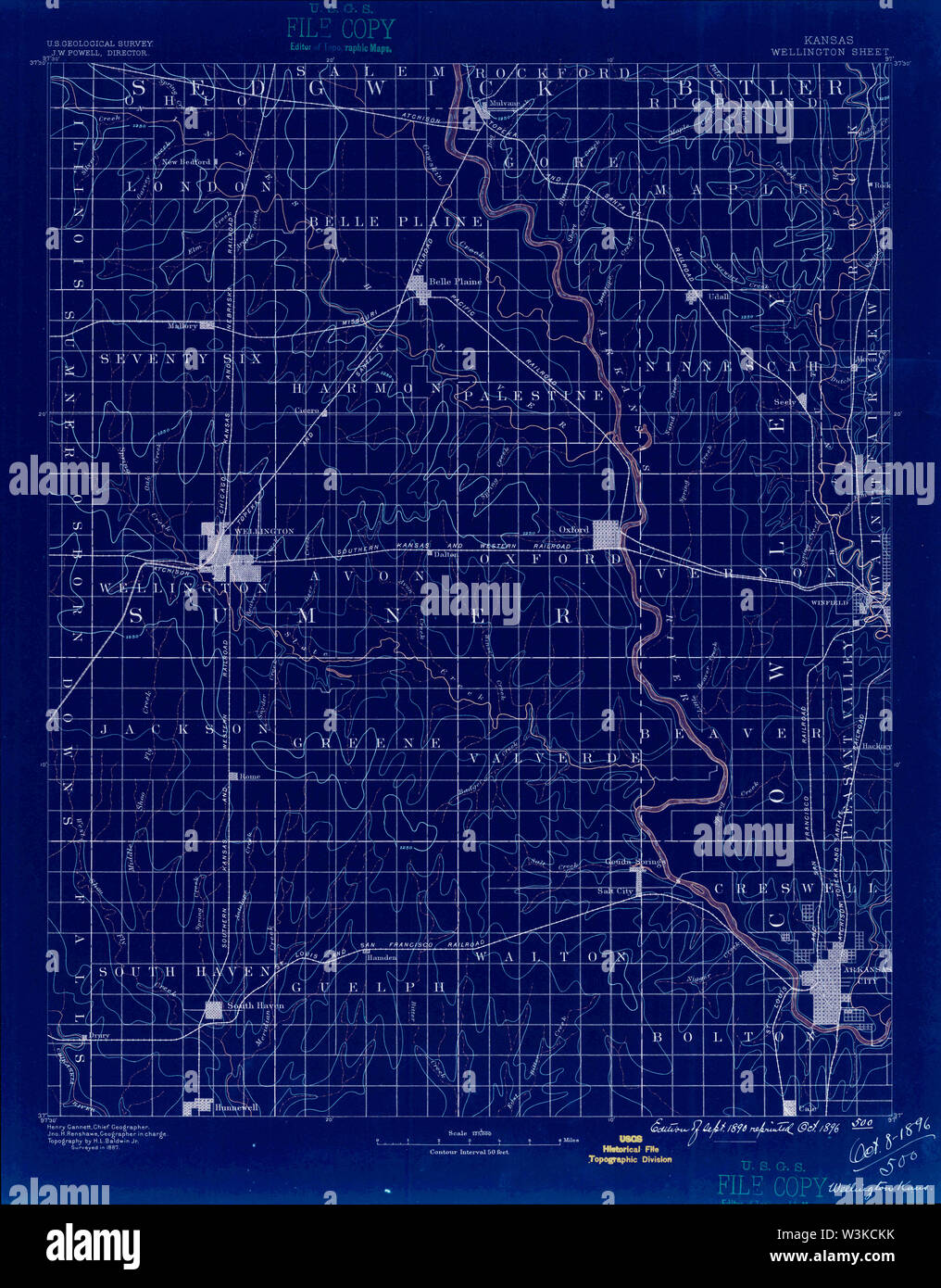 Kansas map 1890 hi-res stock photography and images - Alamy