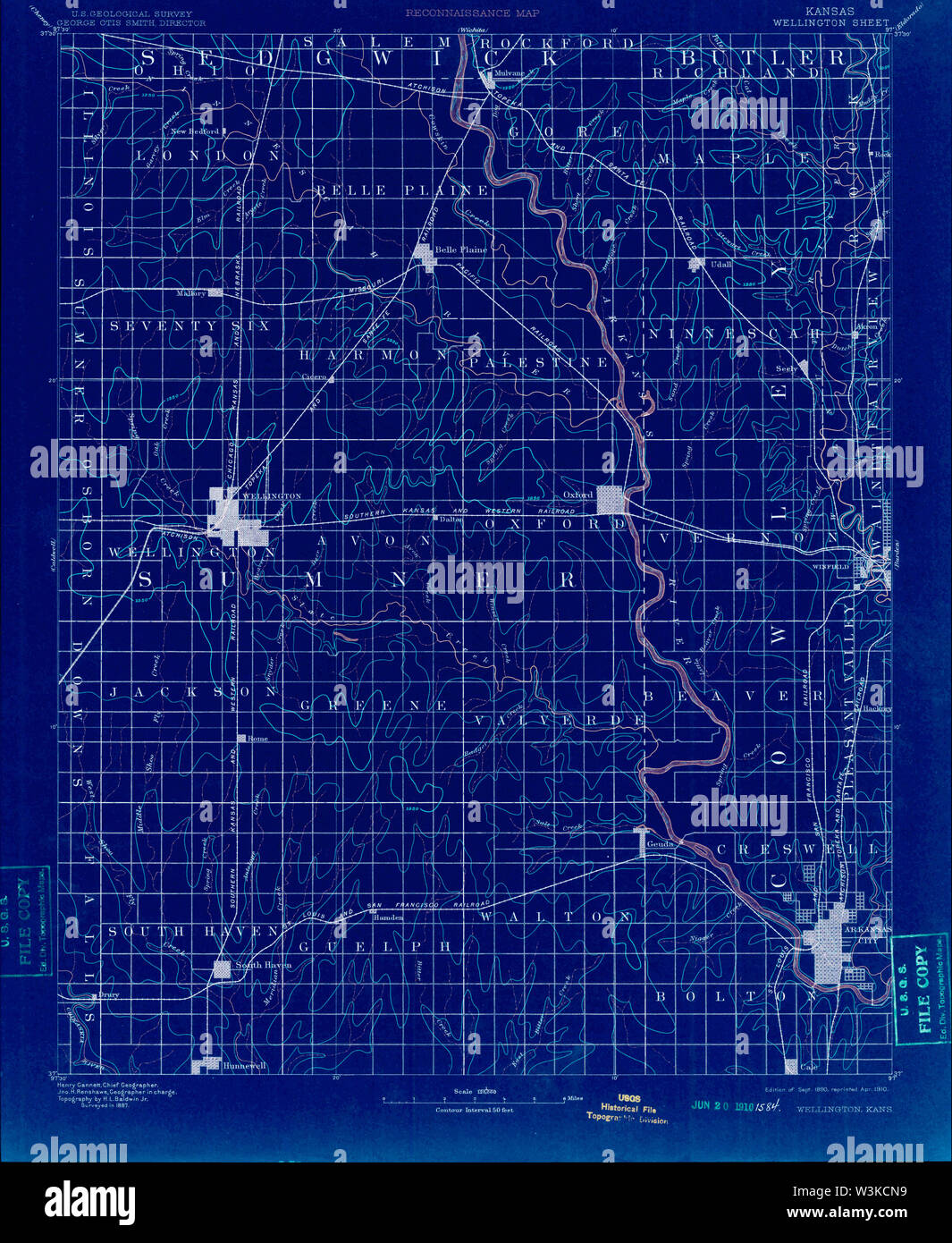 Kansas map 1890 hi-res stock photography and images - Alamy