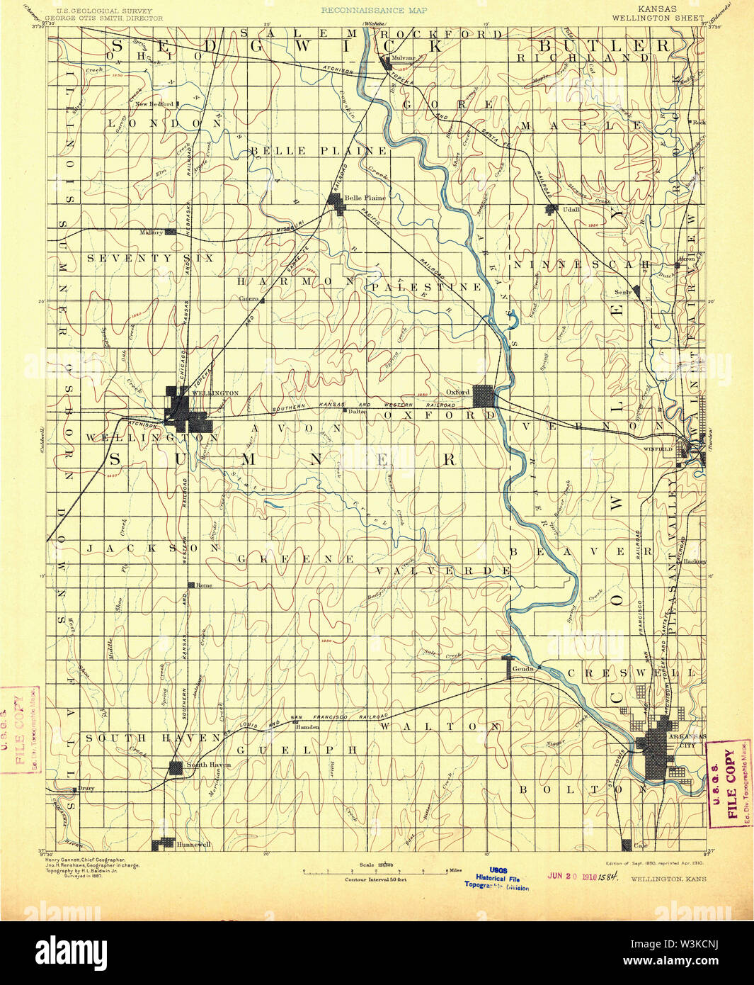 Map of wellington kansas hi-res stock photography and images - Alamy