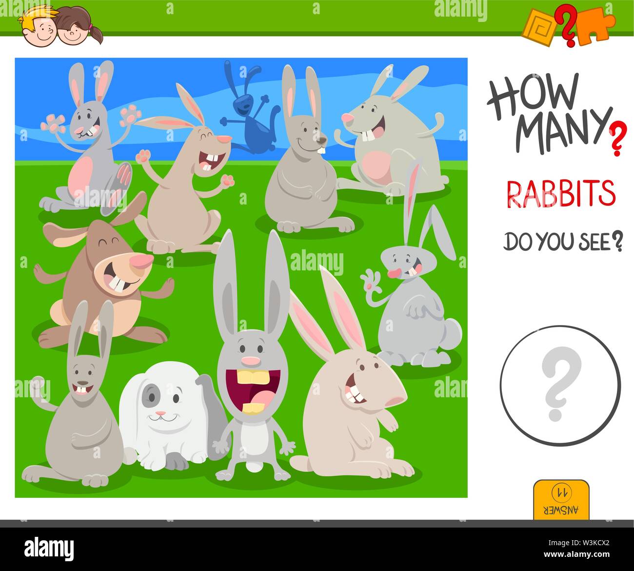 Cartoon Illustration of Educational Counting Task for Children with ...