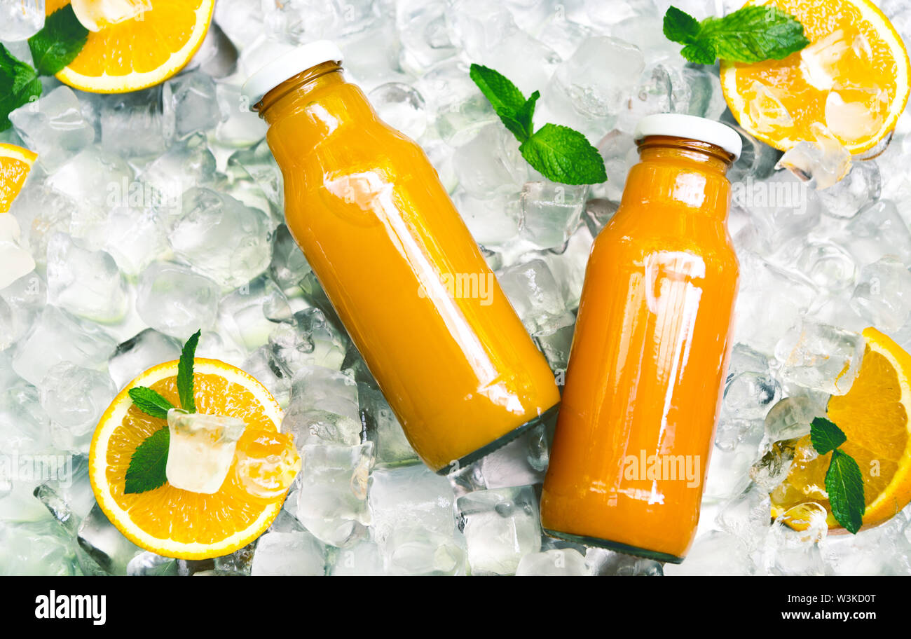 Orange water without sugar in glass bottle for healthy lifestyle Stock ...
