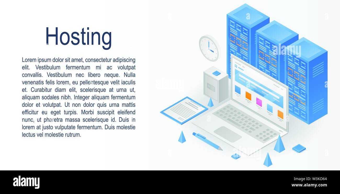Hosting concept banner, isometric style Stock Vector Image & Art - Alamy