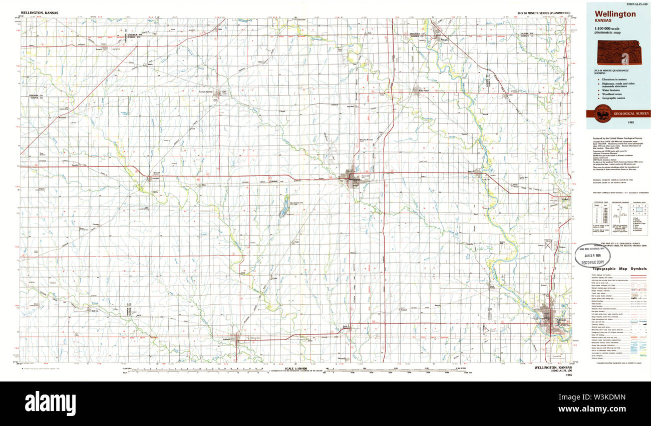 Map of wellington kansas Cut Out Stock Images & Pictures - Alamy