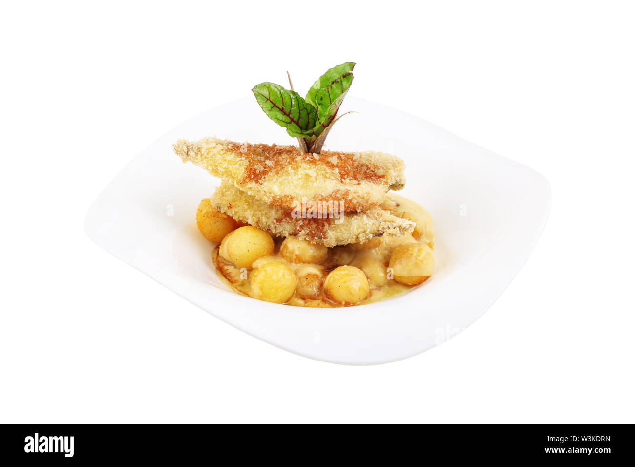 white fish breaded with coconut and bread Stock Photo - Alamy
