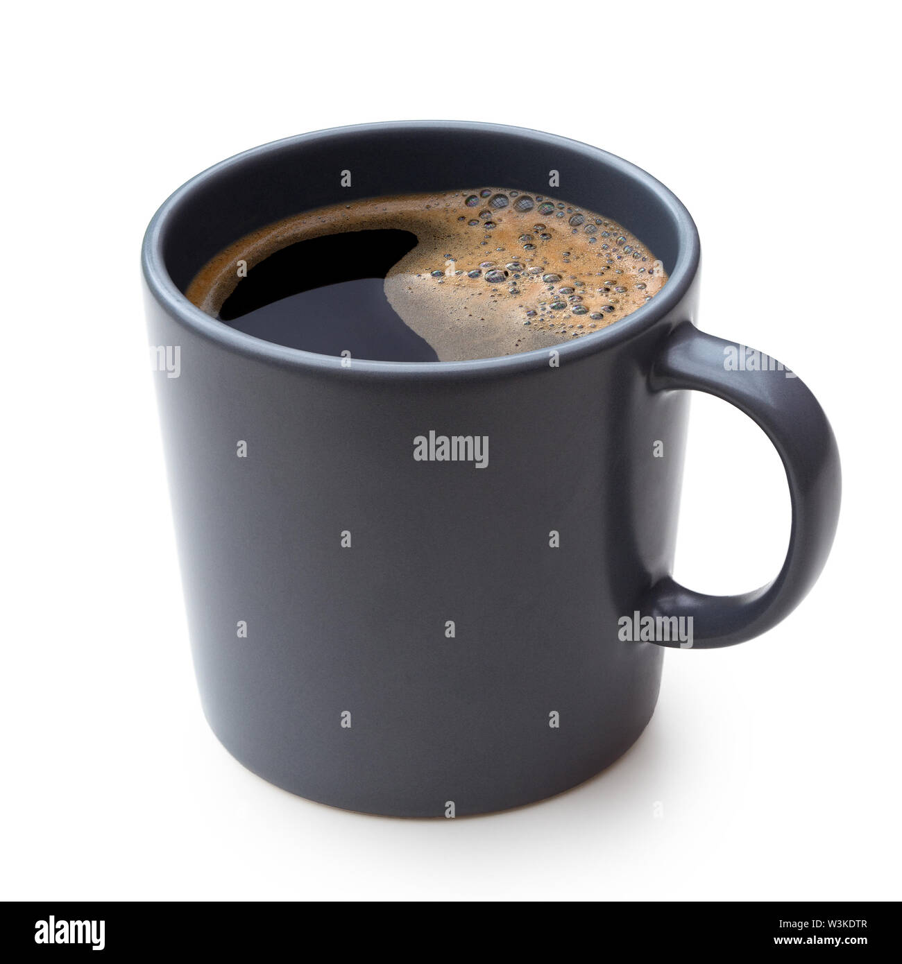 Black coffee in a blue-grey ceramic mug isolated on white Stock Photo ...