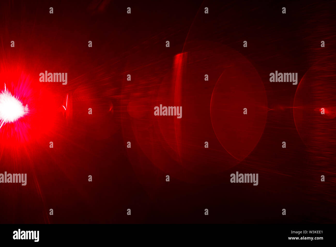 Camera lens flare by laser light create hexagons of objective iris ...