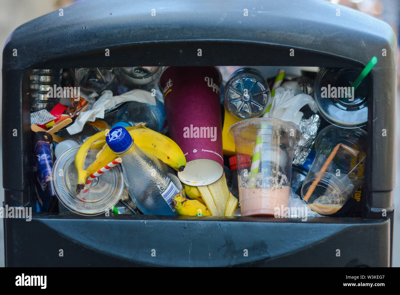Bins full of trash at the Borough Market Stock Photo - Alamy
