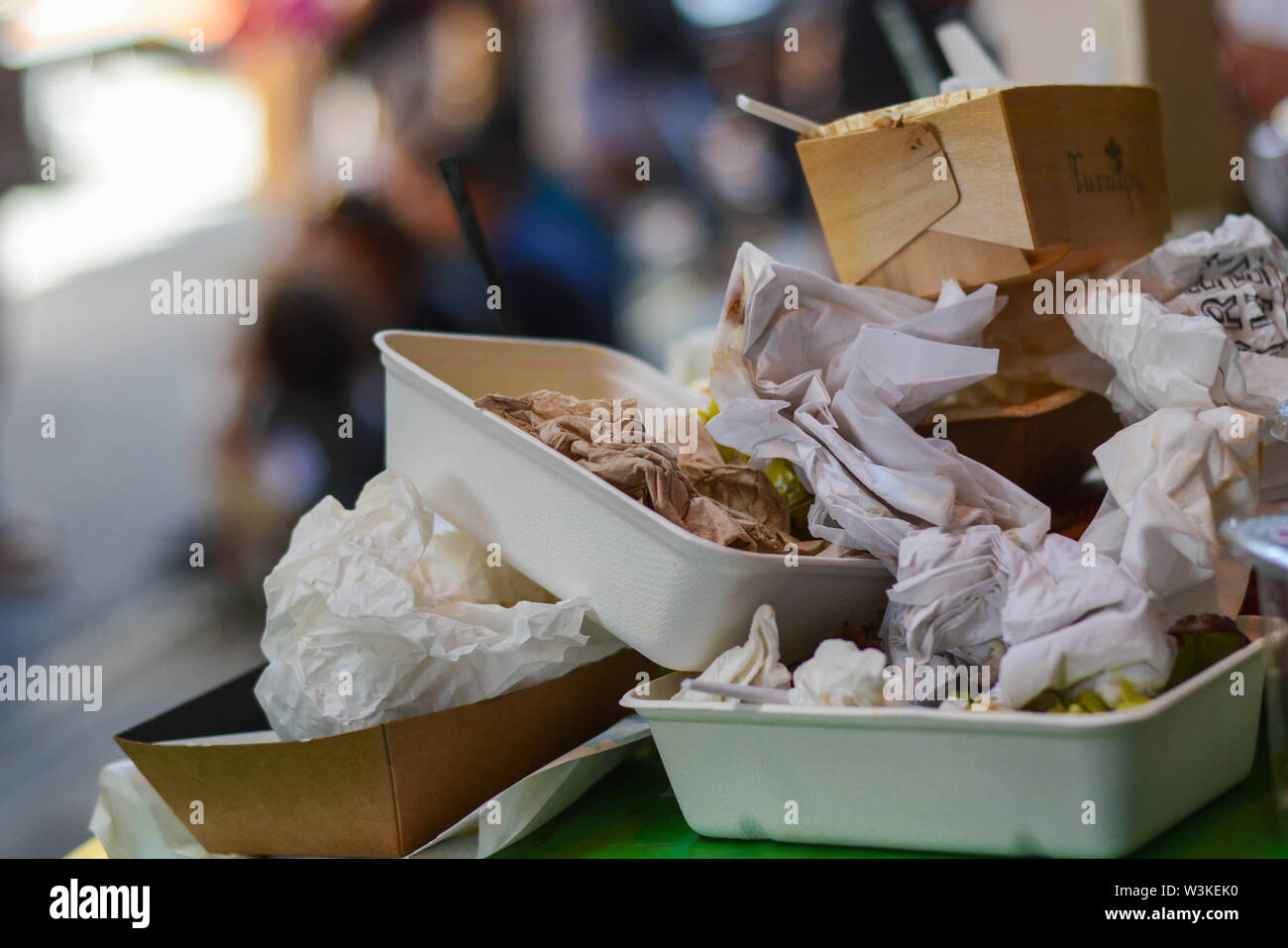 Bins full of trash at the Borough Market Stock Photo - Alamy