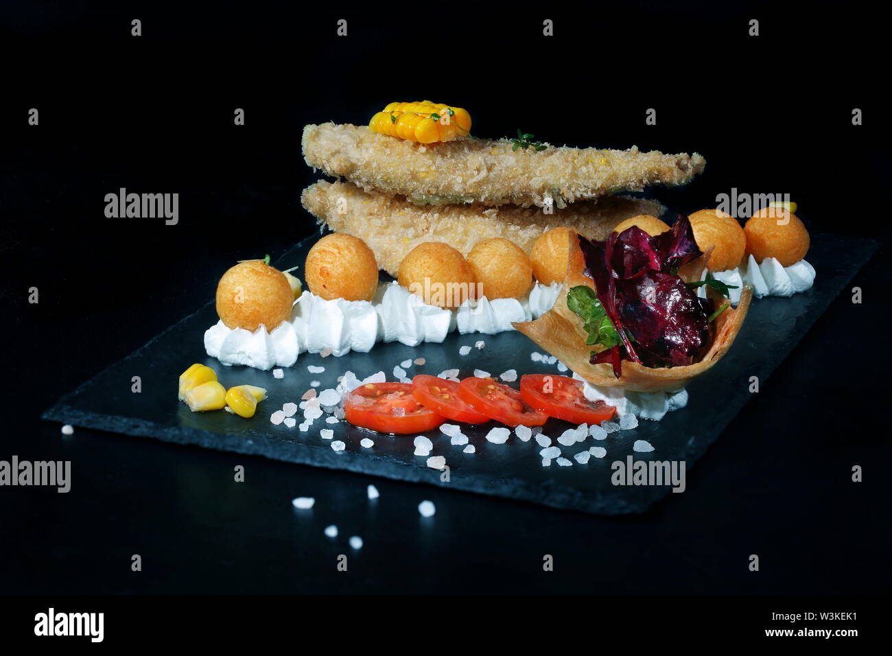 Breaded fish fillet above hi-res stock photography and images - Alamy