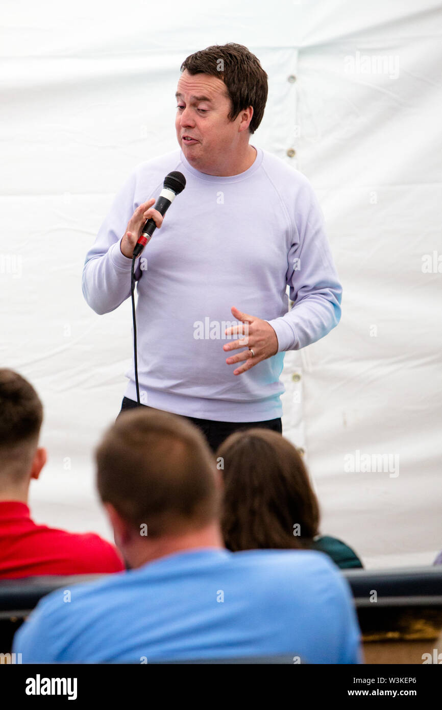 Northampton, UK. 14th July, 2019. Comedian Paul McCaffery performs his ...