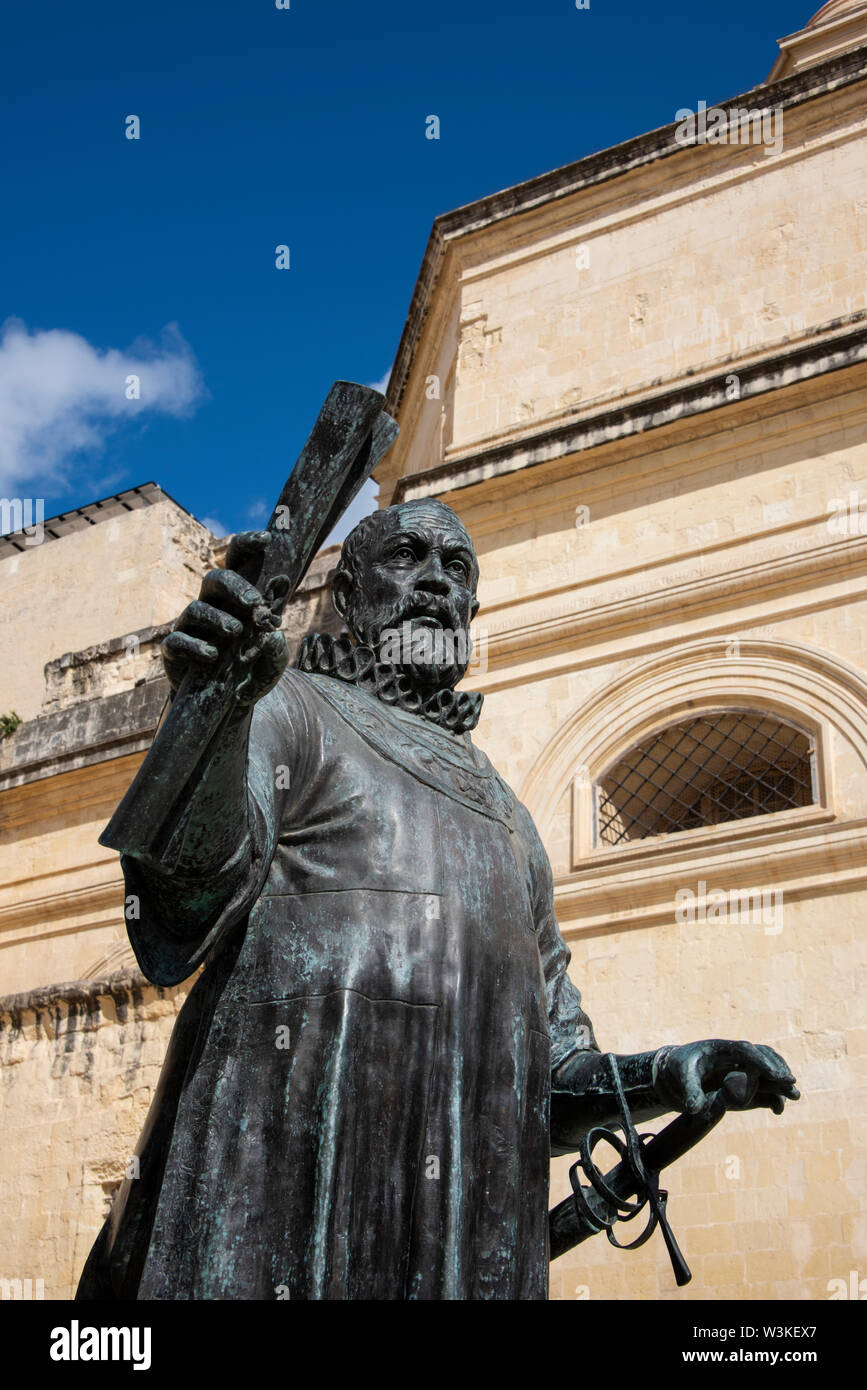 Europe, Malta, Valletta. Statue of Jean de Valletta (1495-1568 ...