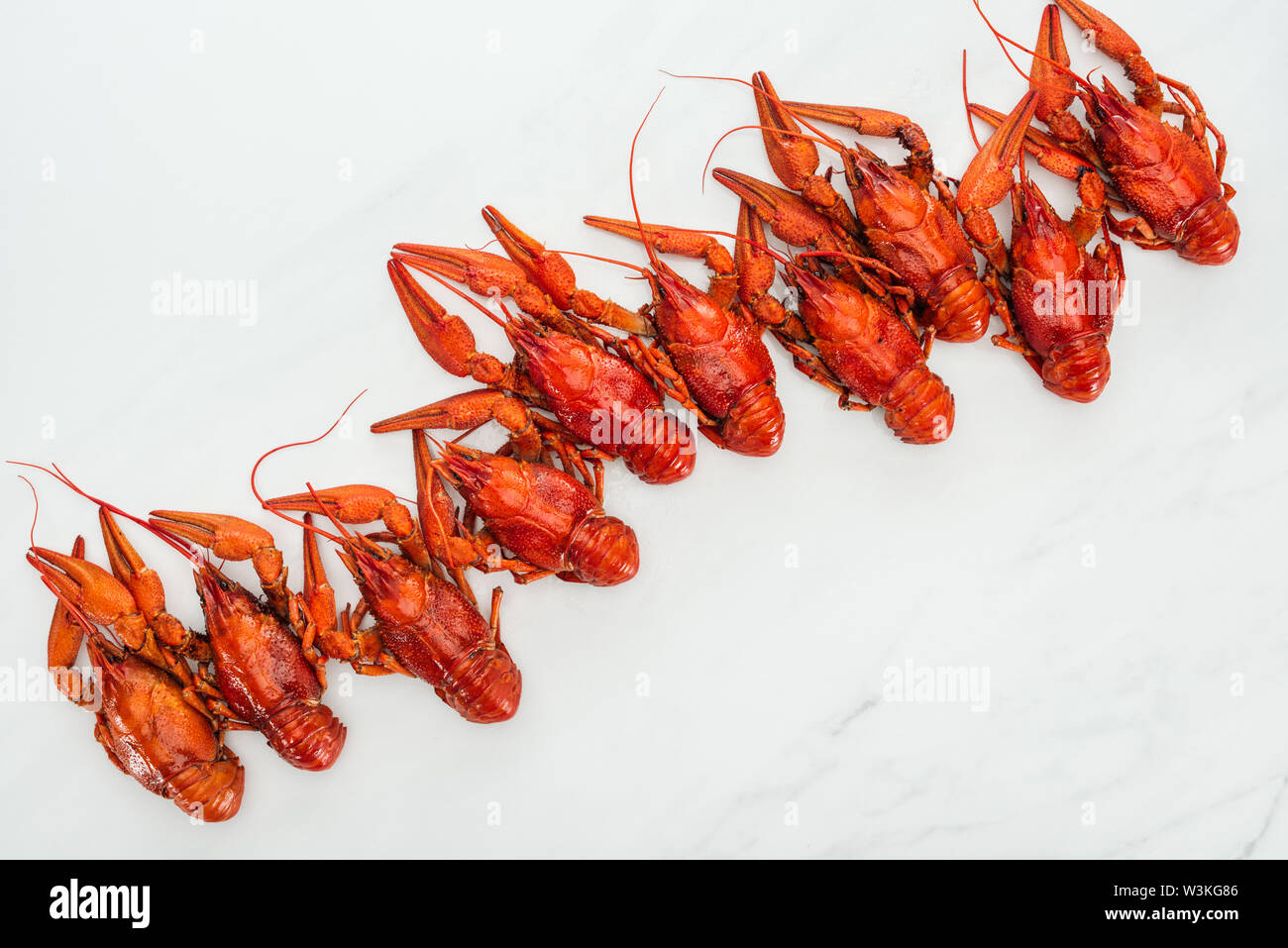 top view of red lobsters on white background Stock Photo - Alamy