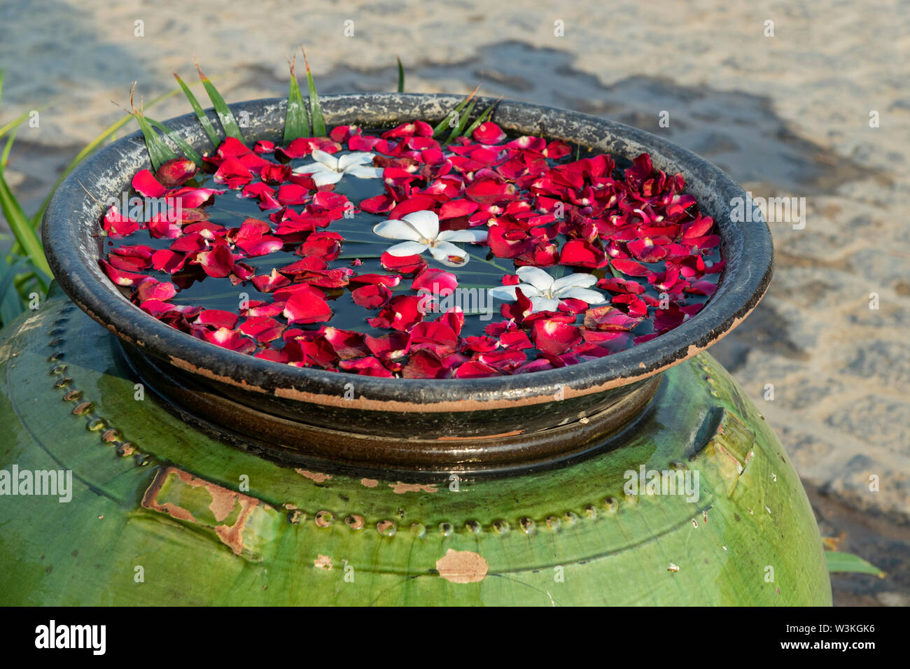 Myanmar aka Burma, historic Bagan. Bagan Lodge, decorative flower ...