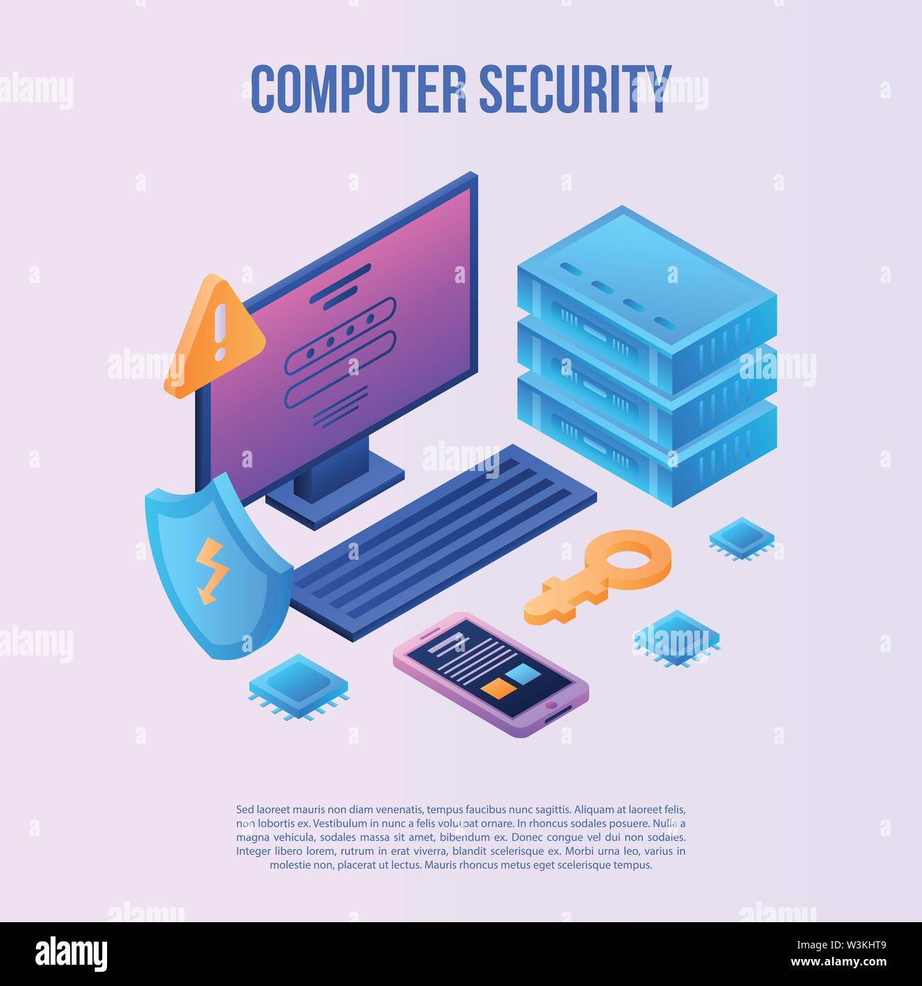 Computer security concept background, isometric style Stock Vector ...