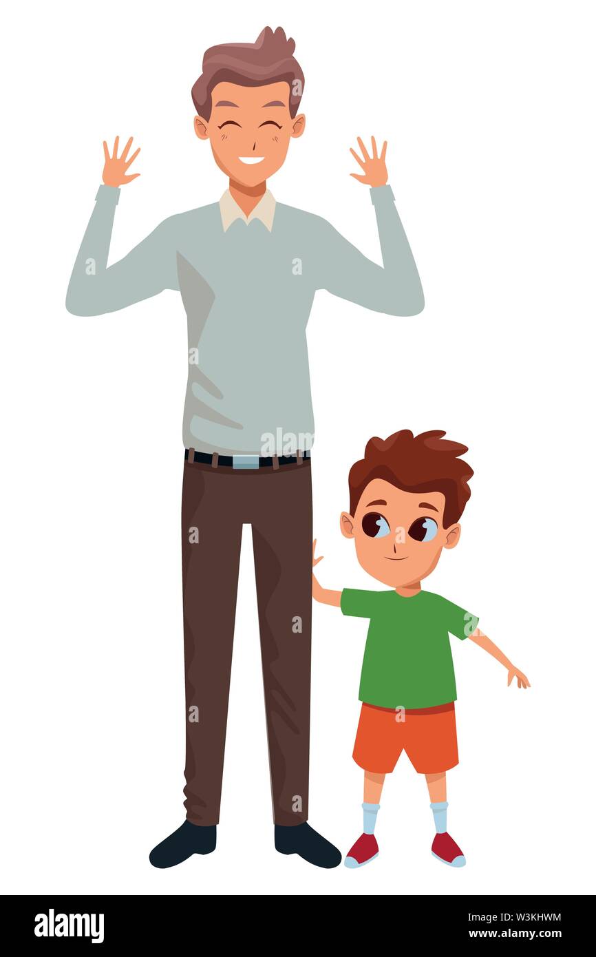 Family single father with children cartoon Stock Vector Image & Art - Alamy