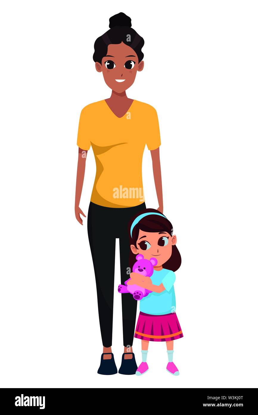 Family single mother with children cartoon Stock Vector Image & Art - Alamy