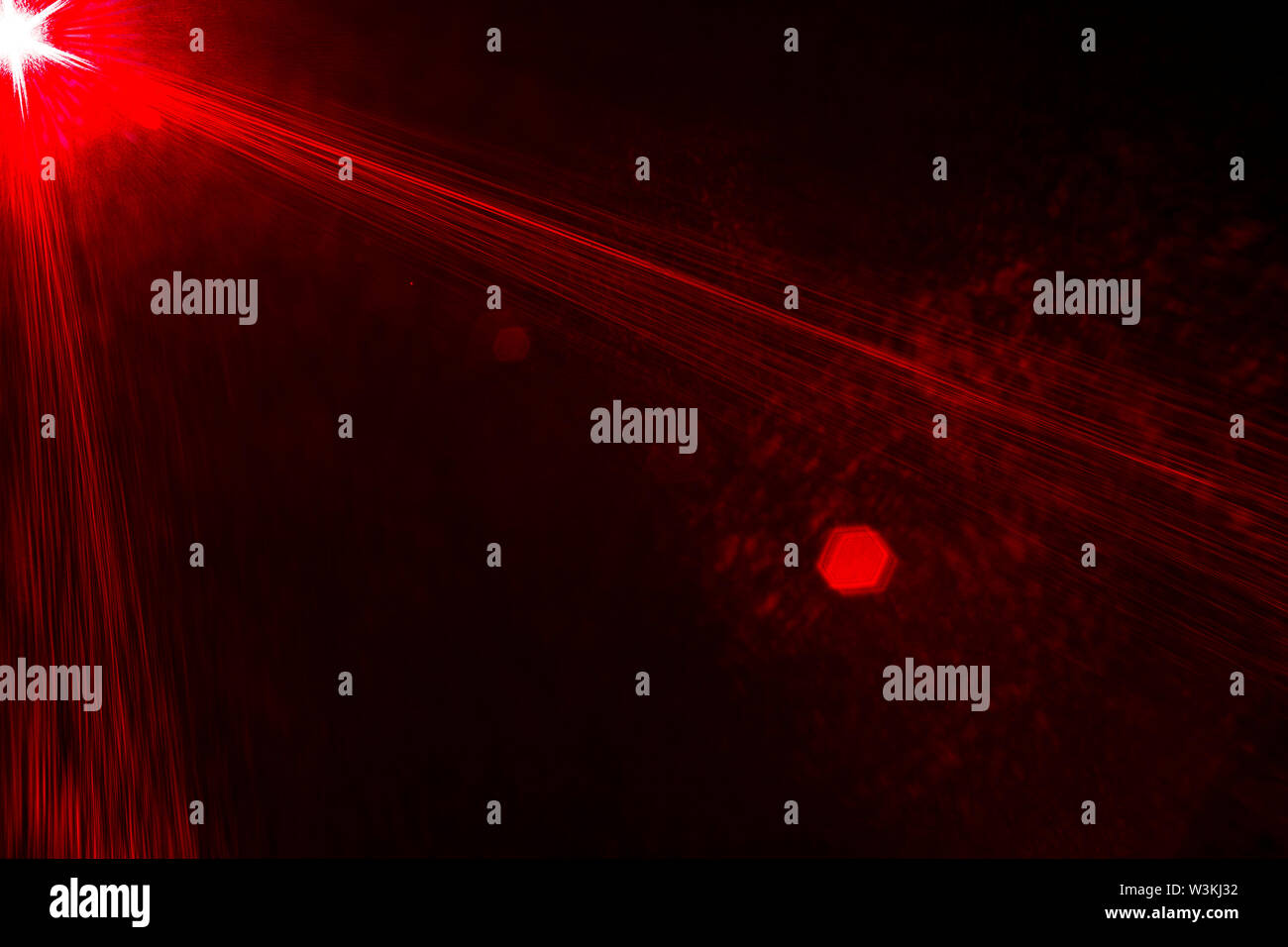 Camera lens flare by laser light create hexagons of objective iris ...