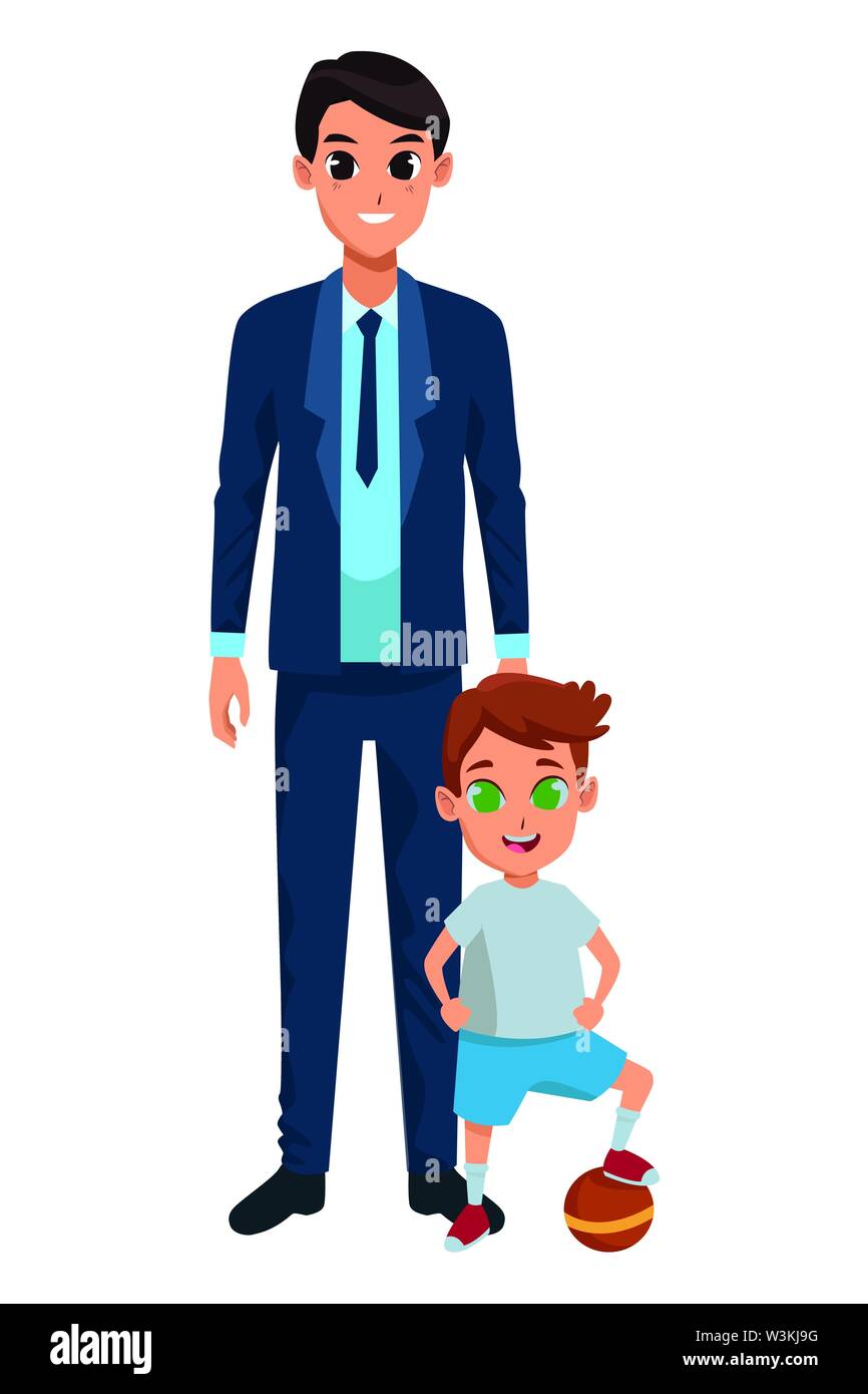 Family single father with children cartoon Stock Vector Image & Art - Alamy