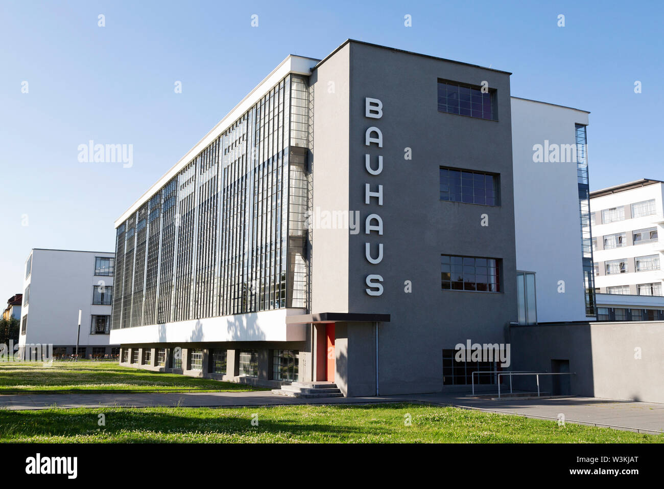 The Bauhaus Building in Dessau, Germany. The building was designed by ...