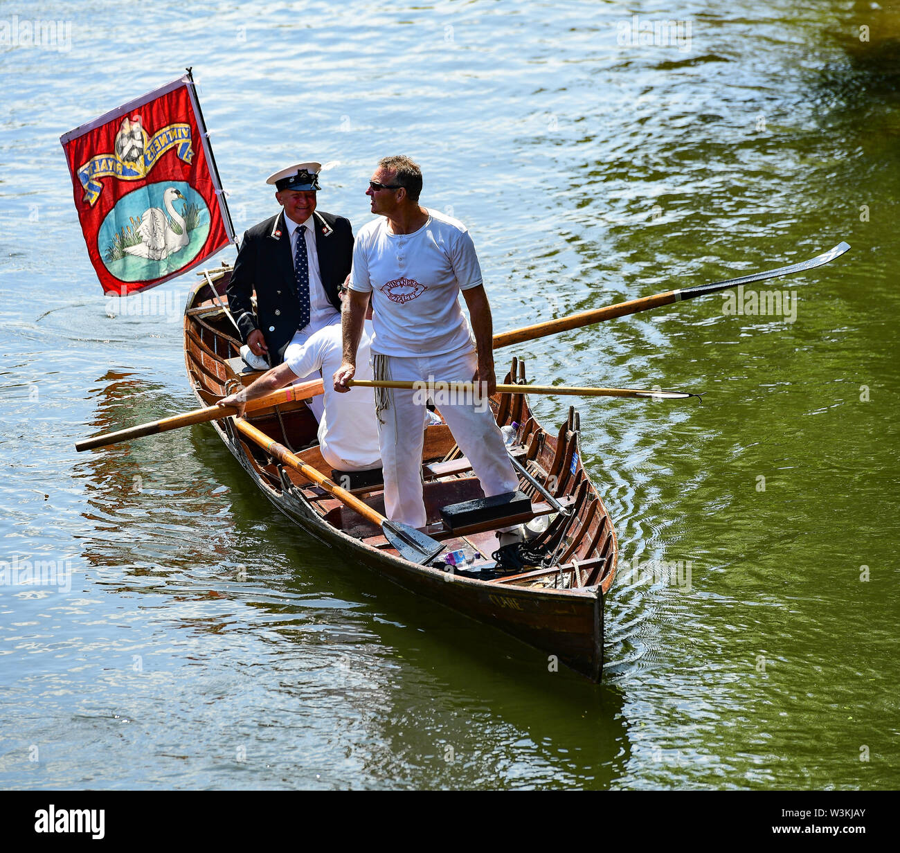 Traditional royal Swan Upping event on the Thames River, July 2019 ...