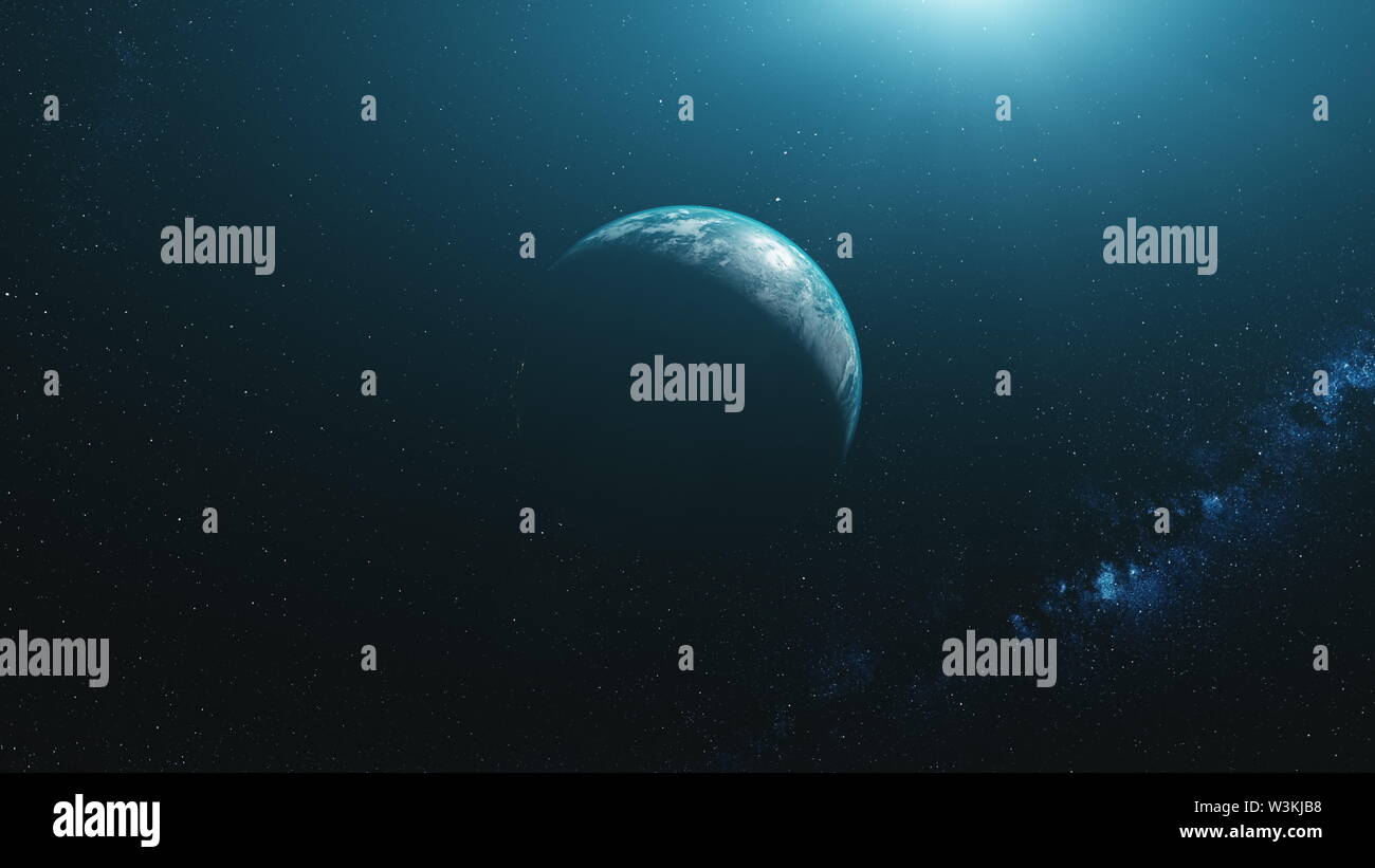 motion graph planet Earth with blue water brown mainlands rotates ...