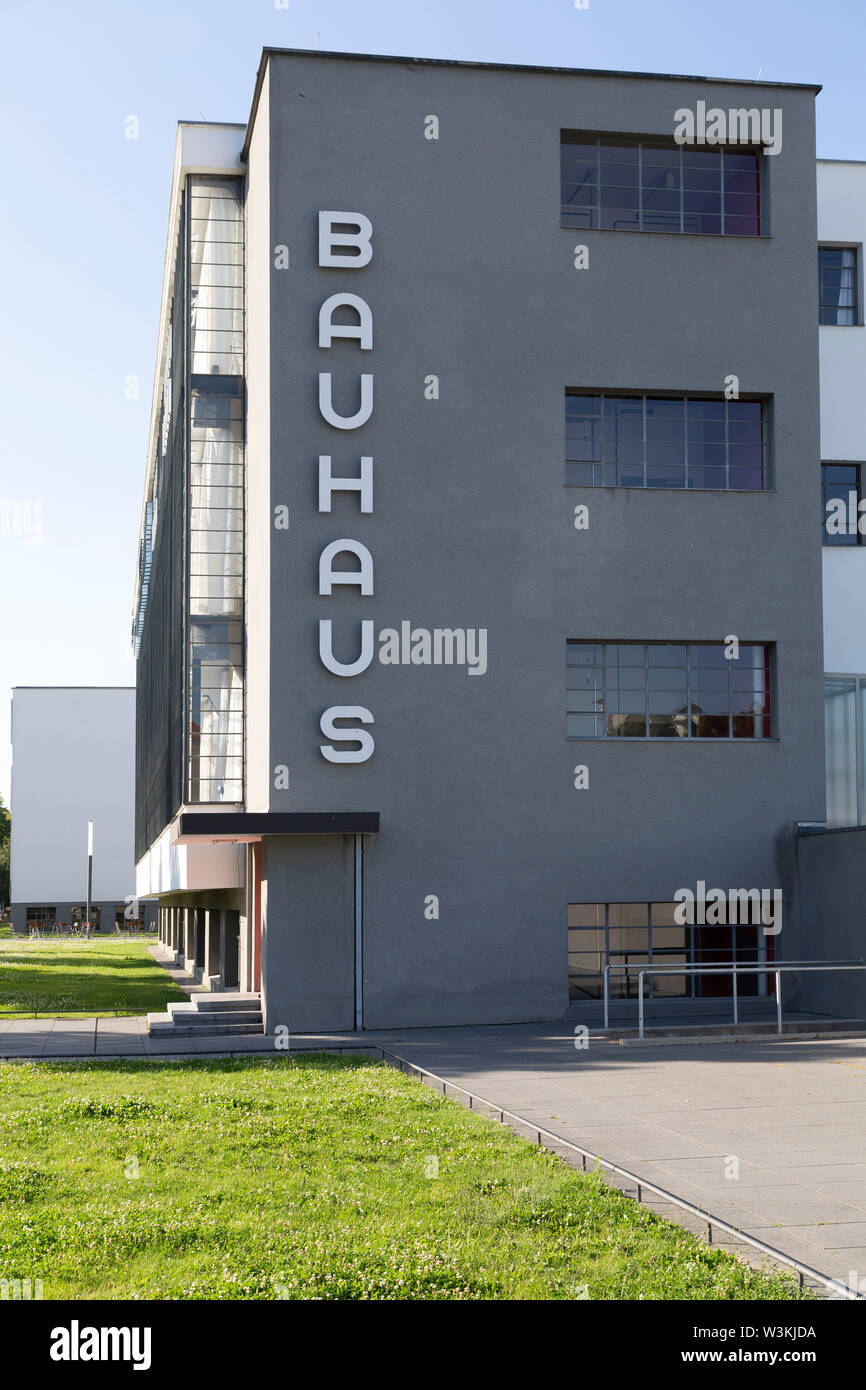 The Bauhaus Building in Dessau, Germany. The building was designed by ...