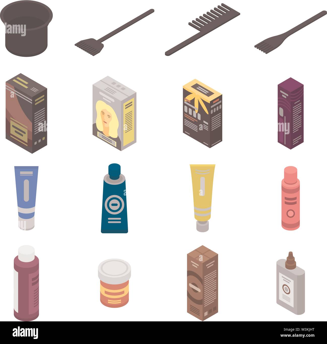 Dye hair bottle set Cut Out Stock Images & Pictures - Alamy