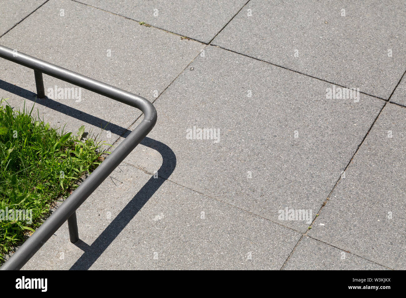 Railing around the grass at the Bauhaus building in Dessau, Germany ...