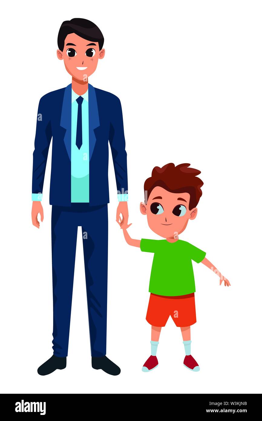 Family single father with children cartoon Stock Vector Image & Art - Alamy