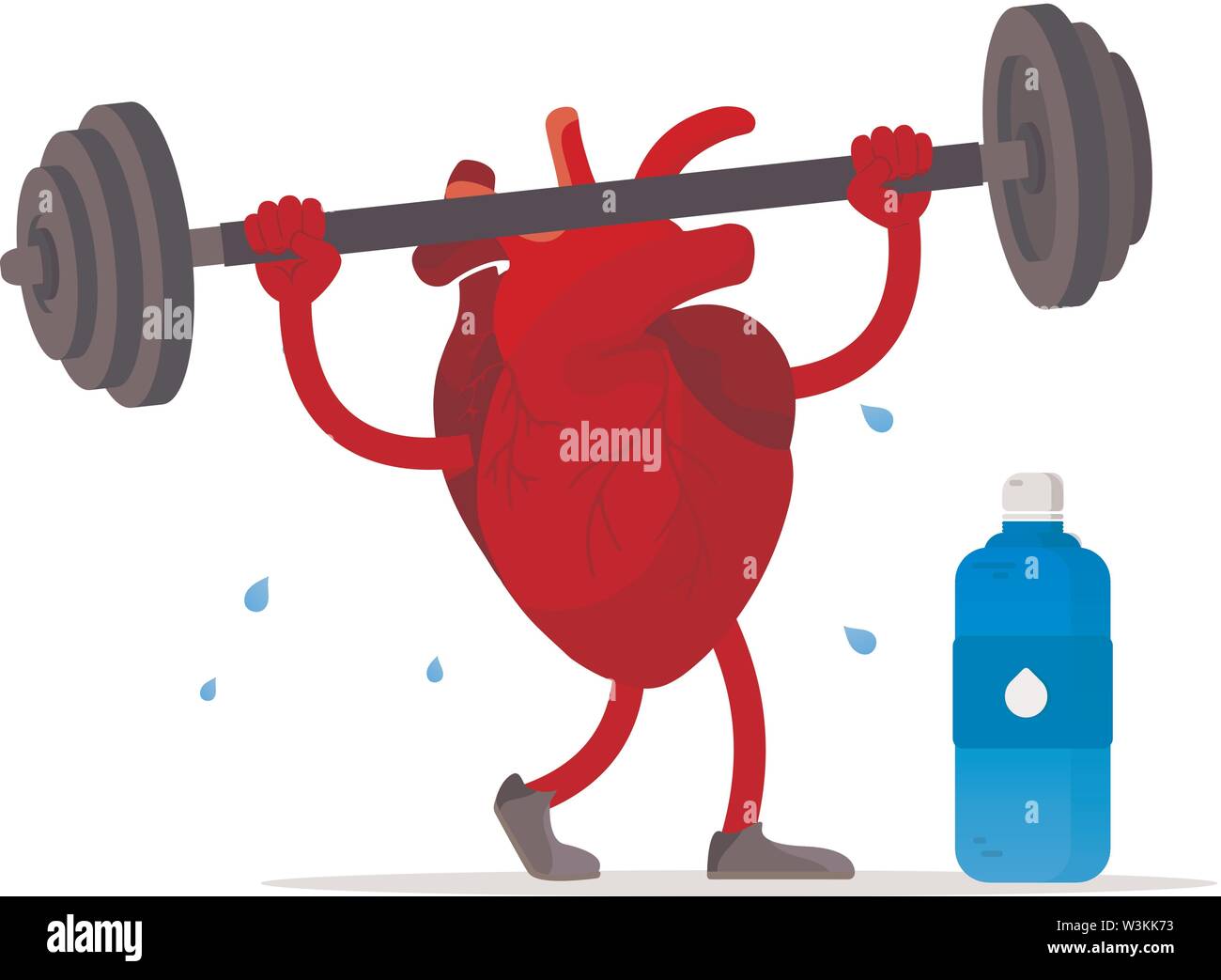 Sports fitness design concept of human heart organ doing exercises with ...