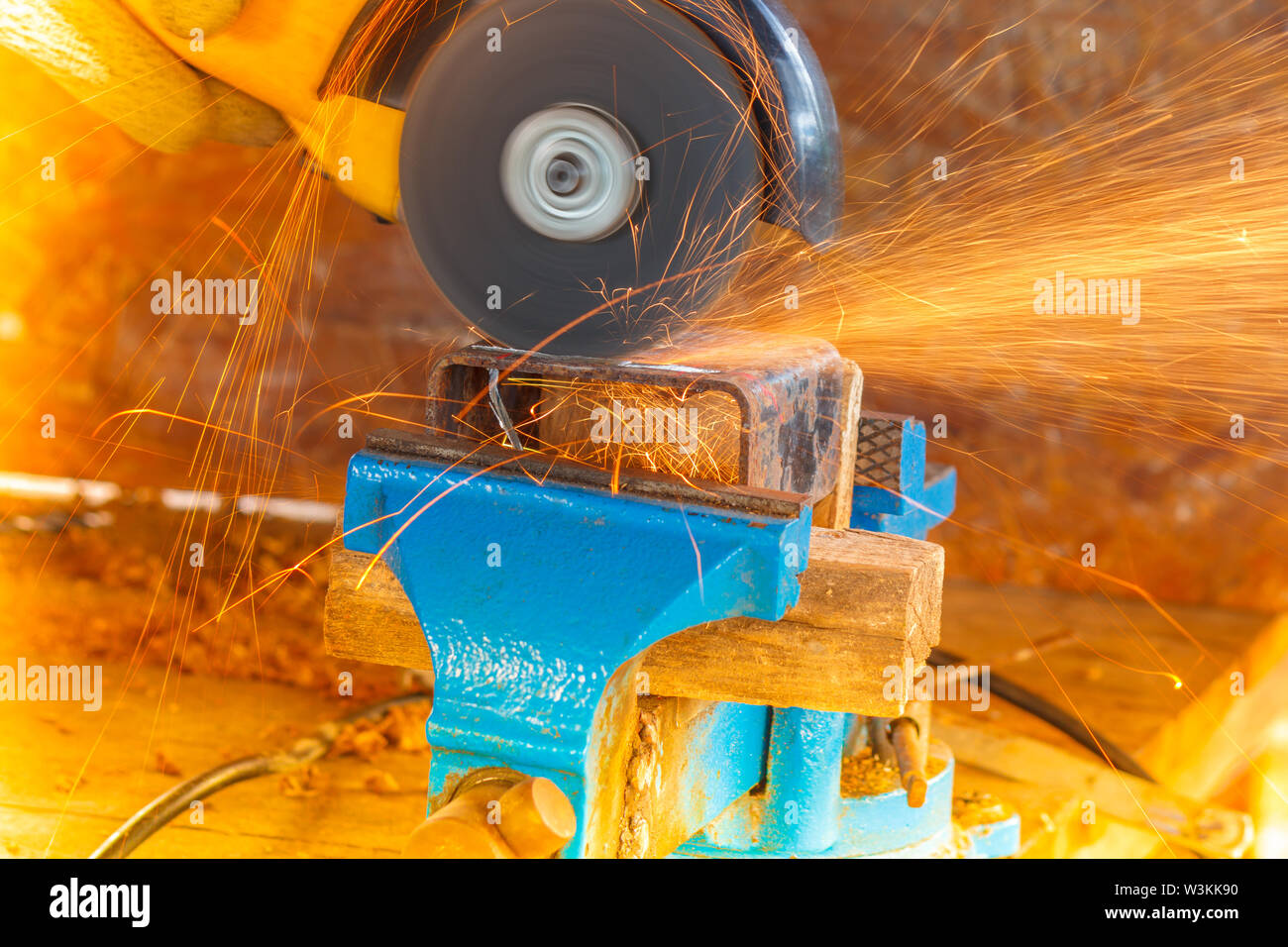 Sparks during metal grinding hi-res stock photography and images - Alamy