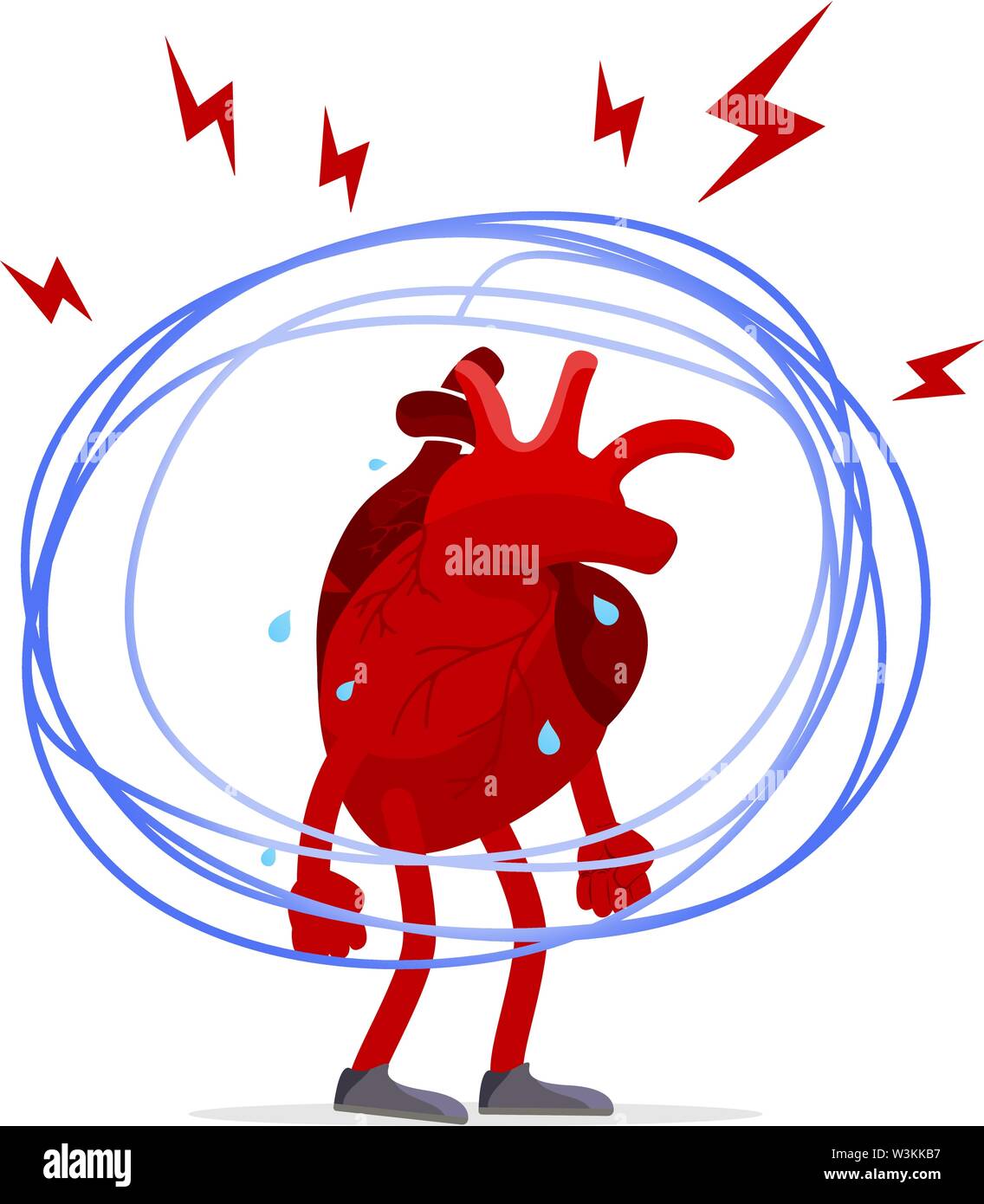 Stress and depression creative concept. Human heart organ with a ...