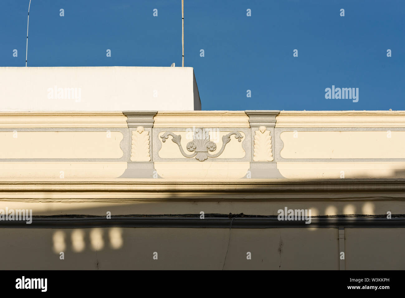 details of a frieze on an old house in the city of Olhao, Algarve ...