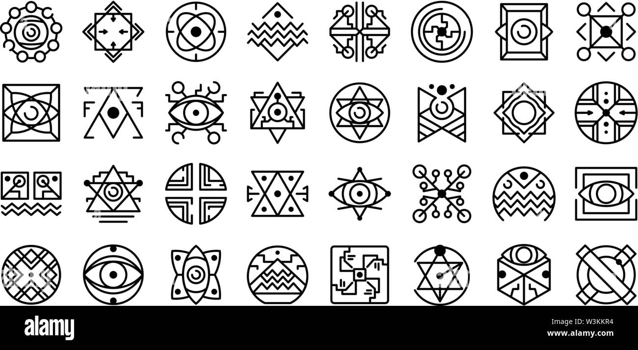 Alchemy icons set, outline style Stock Vector Image & Art - Alamy