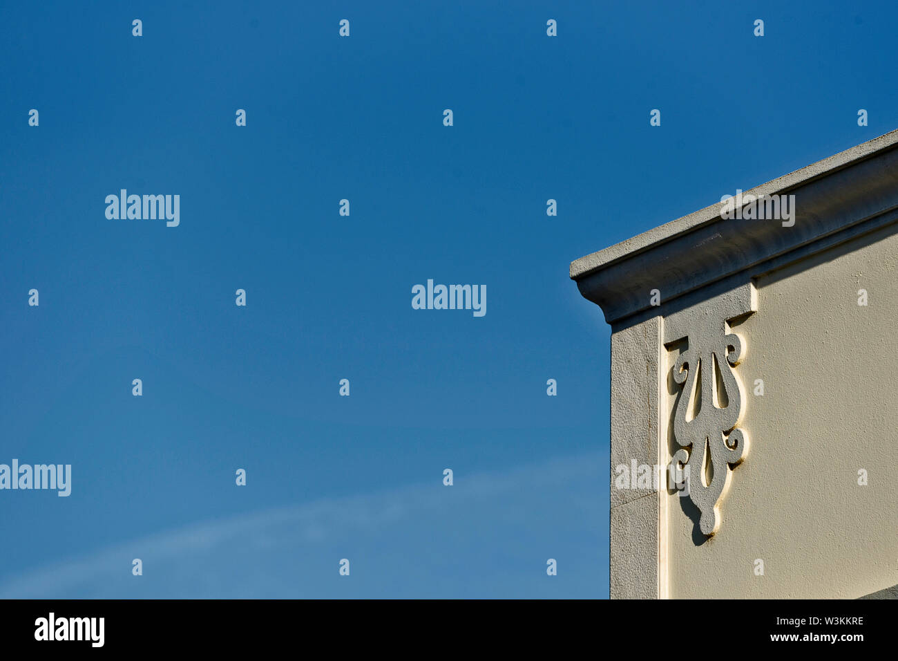 details of a frieze on an old house in the city of Olhao, Algarve ...