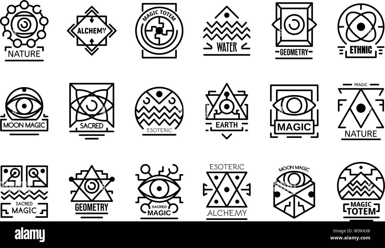 Geometric alchemy icons set, outline style Stock Vector Image & Art - Alamy