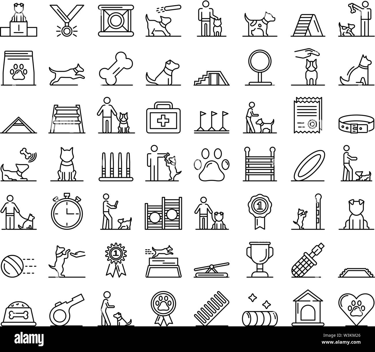 Dog training icons set, outline style Stock Vector Image & Art - Alamy
