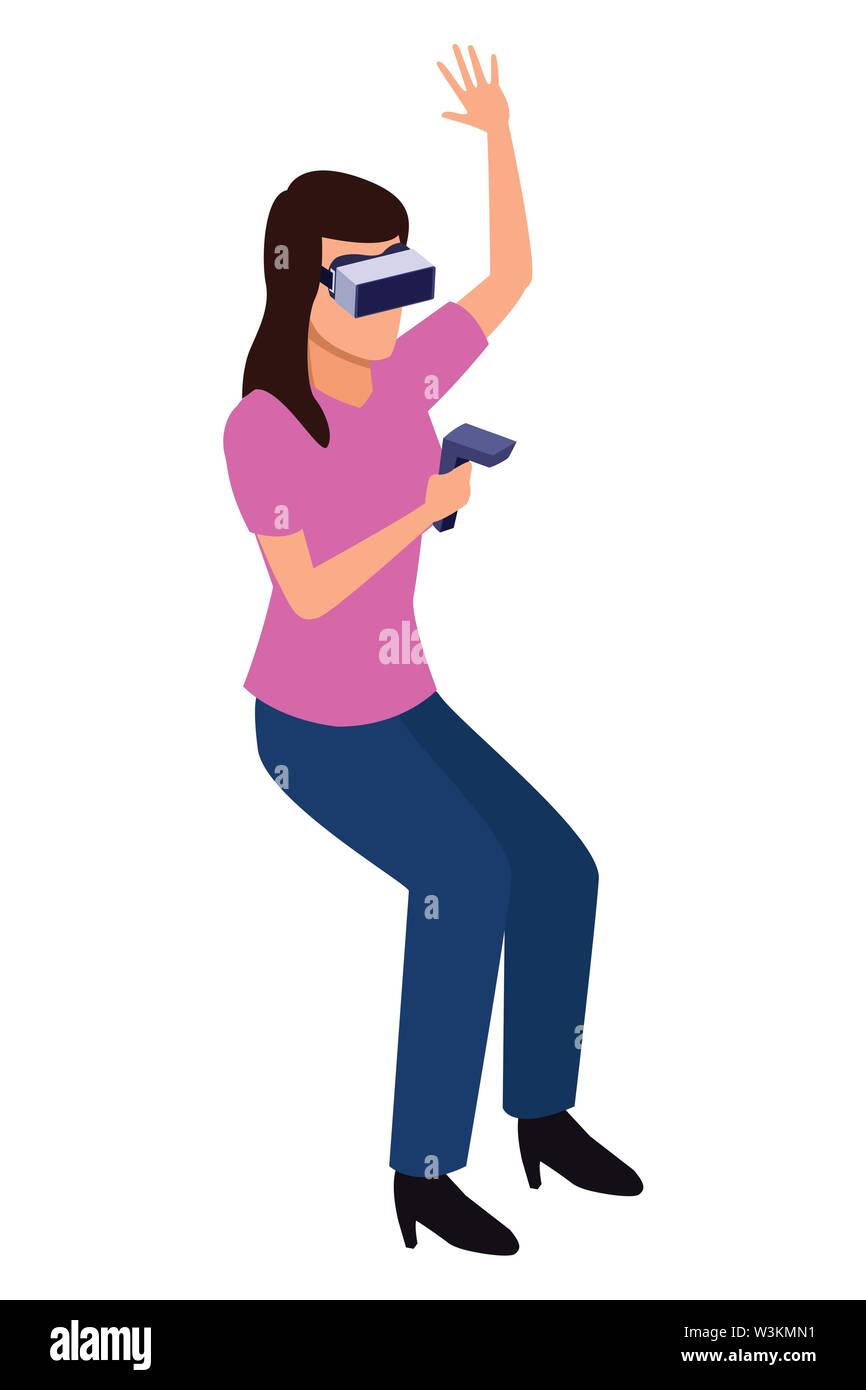 virtual reality technology experience cartoon Stock Vector Image & Art ...