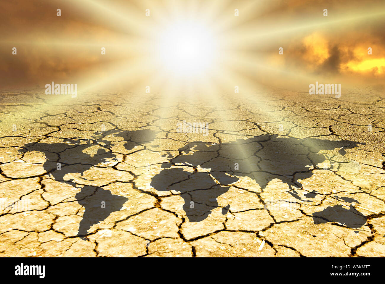 conceptual scene: in a dry environment burned by a dazzling sun, on the ...