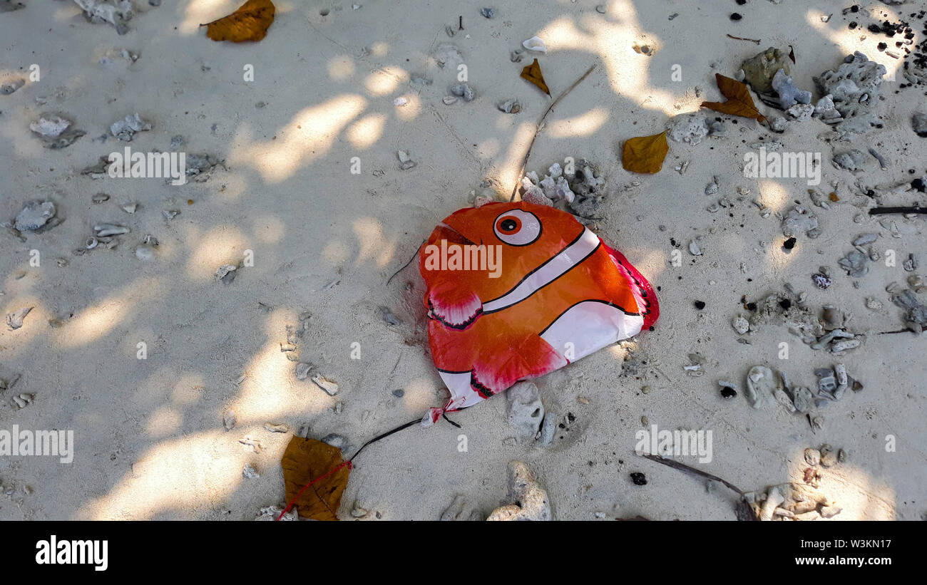 LAMPUNG, INDONESIA, JULY 2019 : Dirty sea sandy shore the Sea ...
