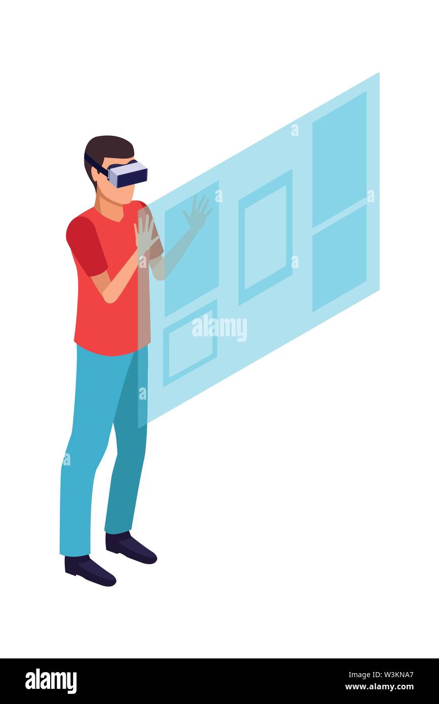 virtual reality technology experience cartoon Stock Vector Image & Art ...