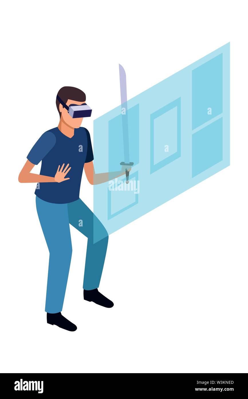 virtual reality technology experience cartoon Stock Vector Image & Art ...