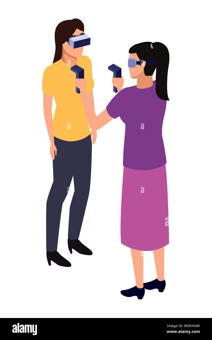 virtual reality technology experience cartoon Stock Vector Image & Art ...