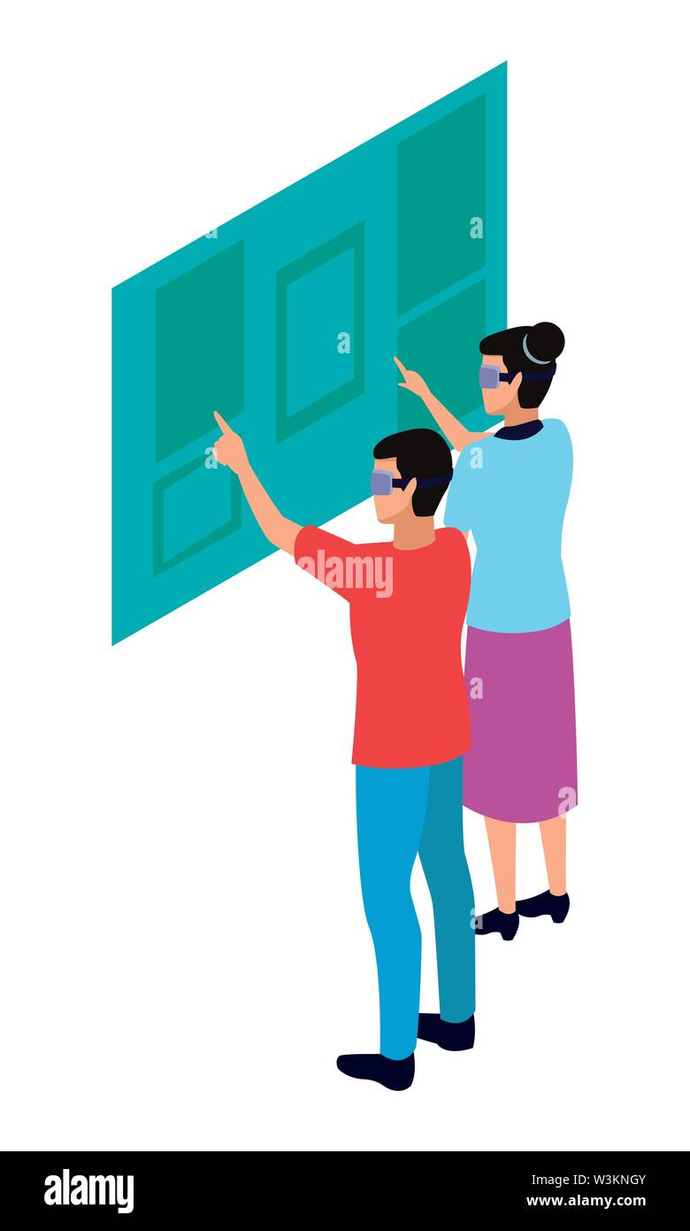 virtual reality technology experience cartoon Stock Vector Image & Art ...