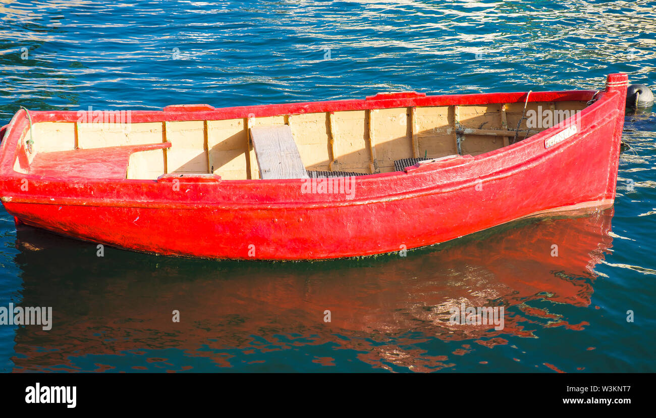 Red fishing boat Stock Photo - Alamy