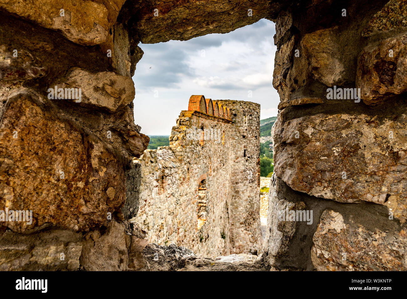Devin Castle Window View of Ruined Fortified Wall and Breathtaking ...