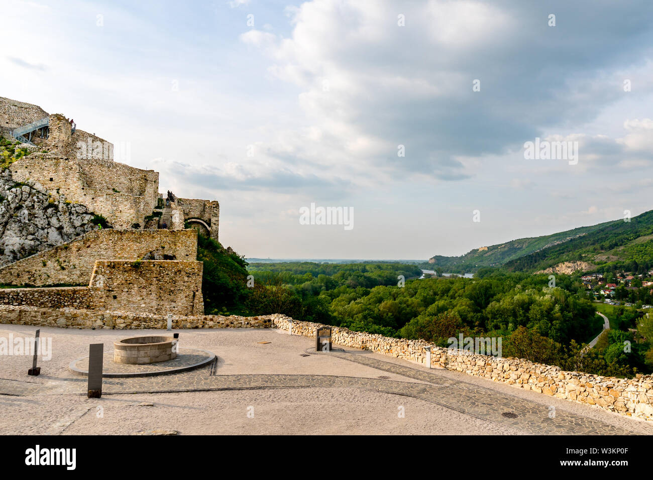 Devin Castle Fortified Walls Rocks with Tourists and Water Well at the ...