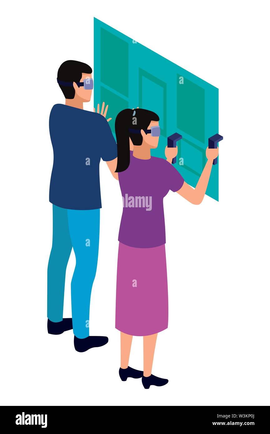 virtual reality technology experience cartoon Stock Vector Image & Art ...