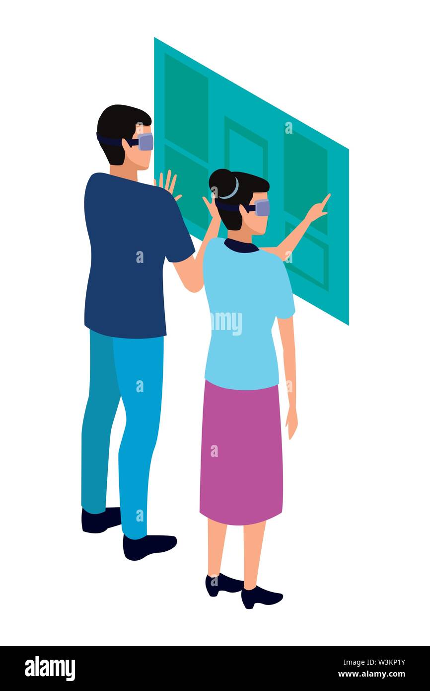 virtual reality technology experience cartoon Stock Vector Image & Art ...