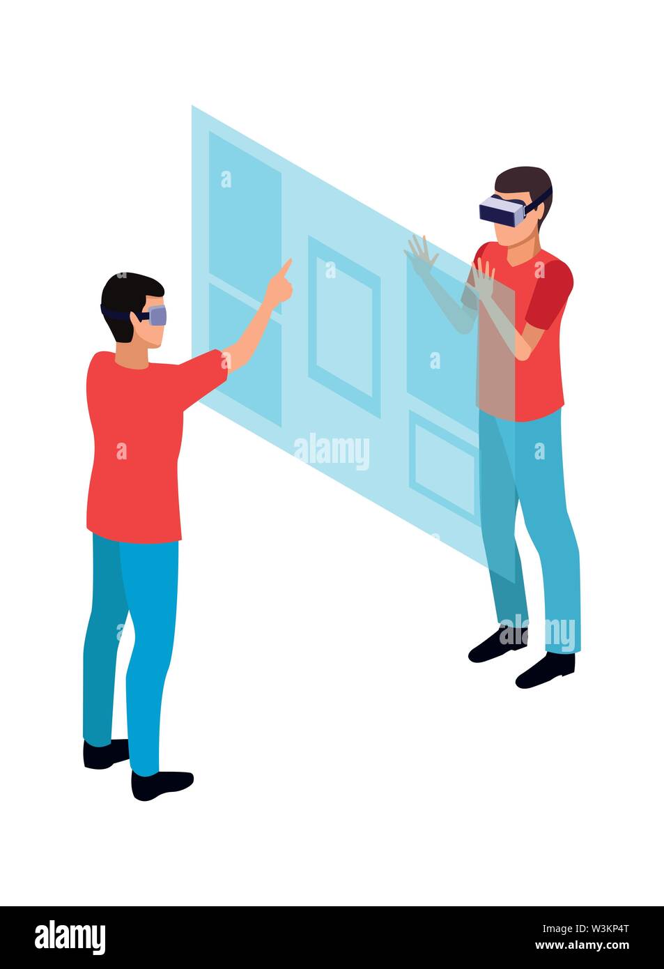 virtual reality technology experience cartoon Stock Vector Image & Art ...